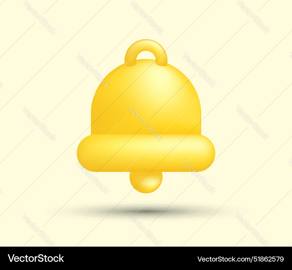 3d style cute bell icon notification Royalty Free Vector