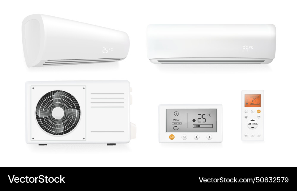 Air conditioner set Royalty Free Vector Image - VectorStock