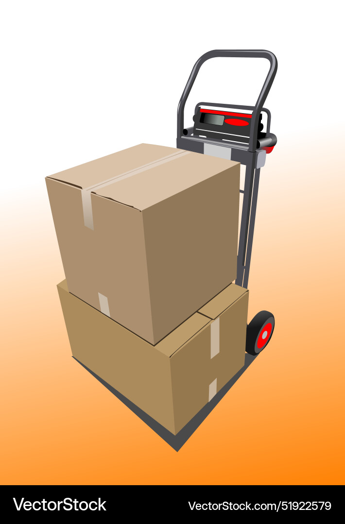 Boxes on hand pallet truck colored drawn Vector Image