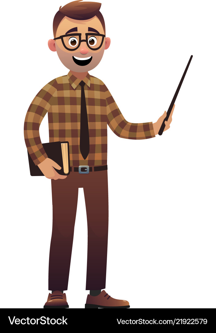Cheerful Male Teacher Cartoon Royalty Free Vector Image