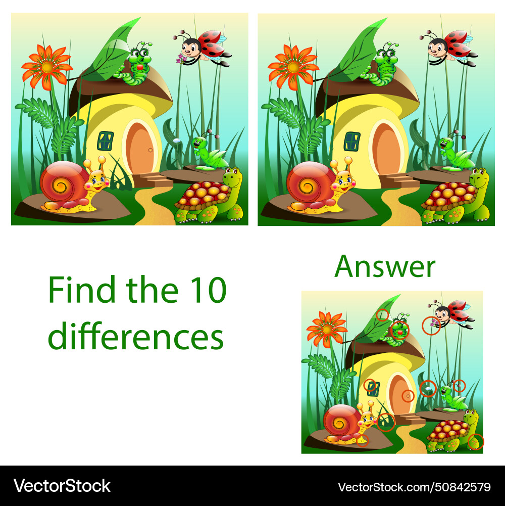 Children the visual puzzle shows ten differences Vector Image