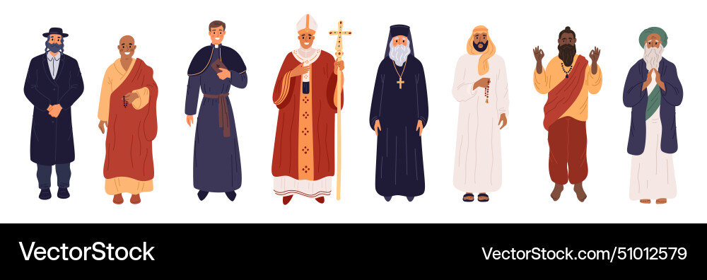Different religions priests religious characters Vector Image