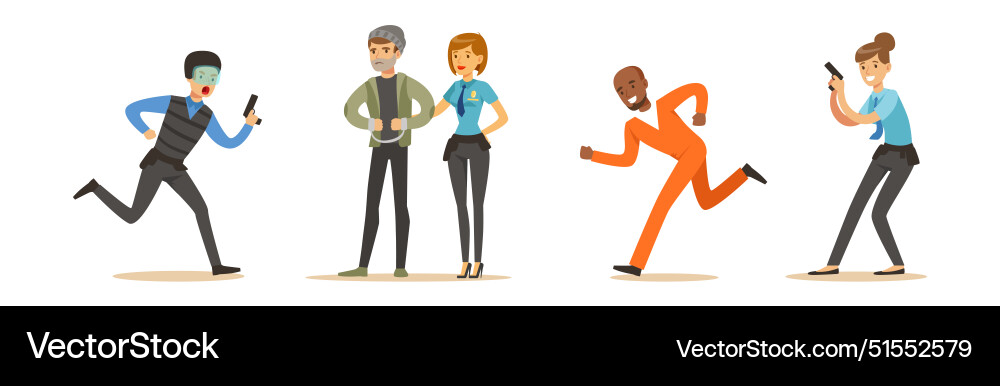 Man criminals and bandit character commit crime Vector Image