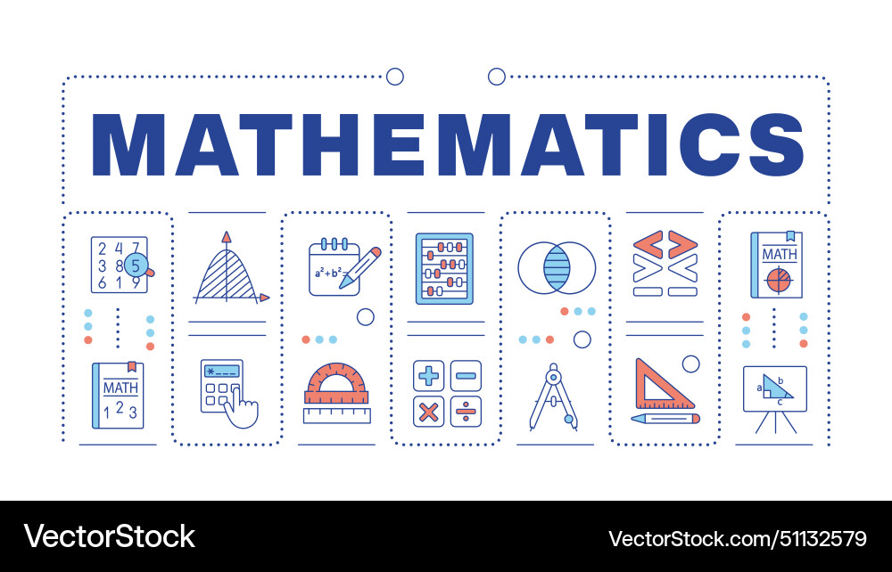Mathematics light orange word concept isolated on Vector Image