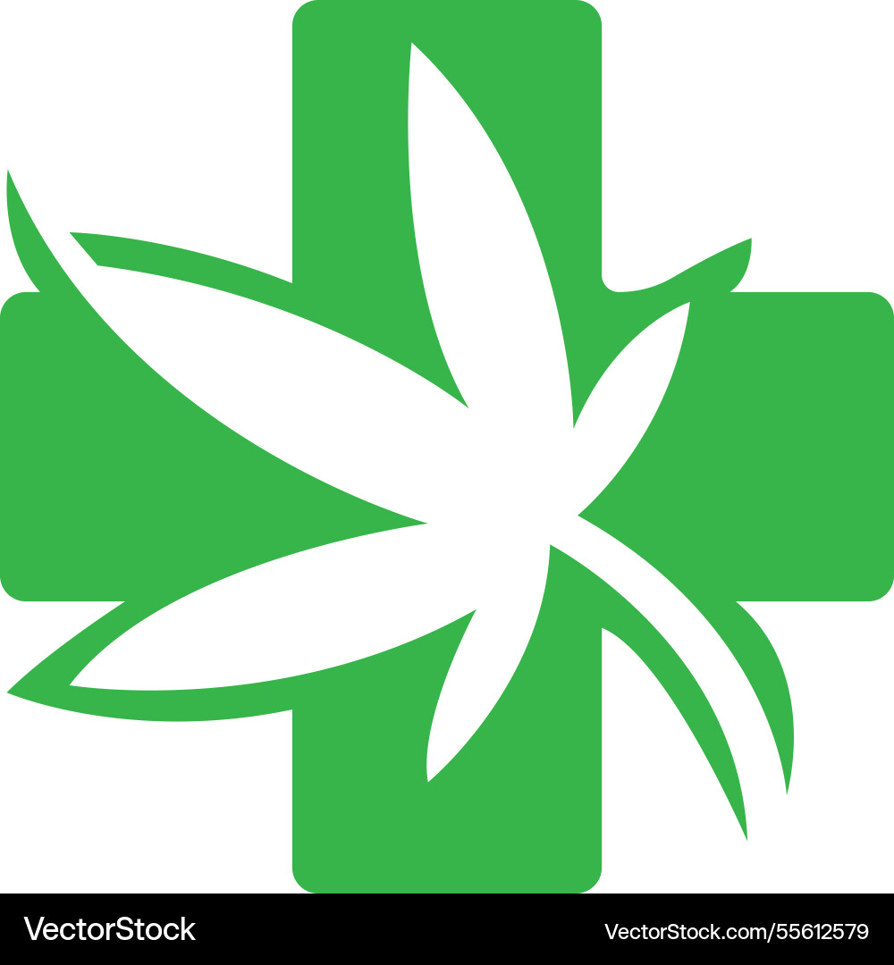 Medical Cannabis Logo - Leaf & Cross Vector Image