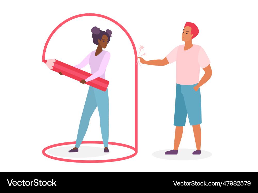 Person setting personal boundaries woman drawing Vector Image