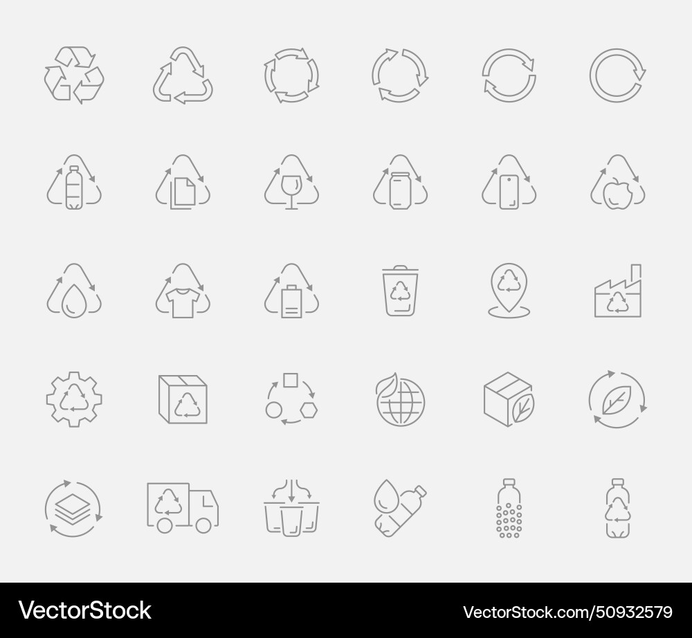 Recycling icon logo badge collection Royalty Free Vector