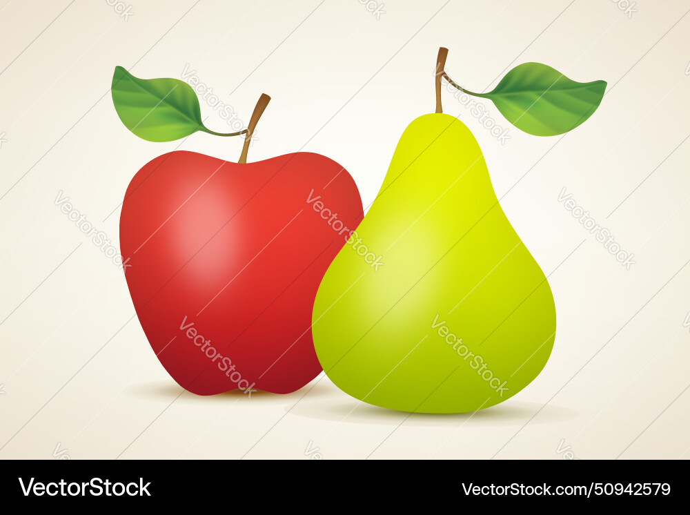 Red apple and green pear Royalty Free Vector Image