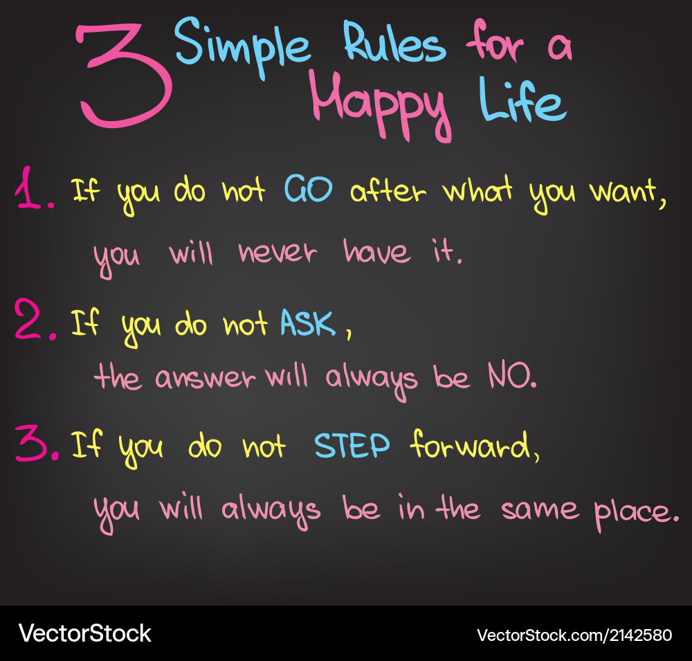 3 simple rules in life Royalty Free Vector Image