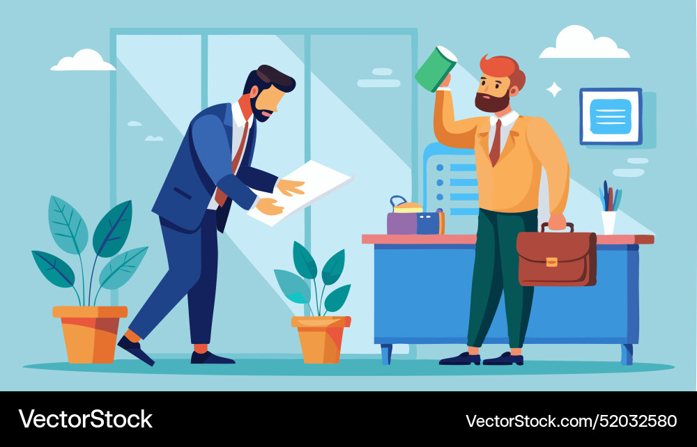 Businessman submitting resignation letter Vector Image