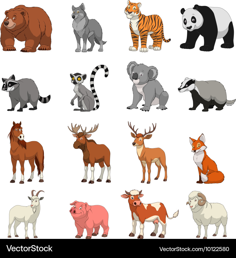 Funny exotic animals Royalty Free Vector Image