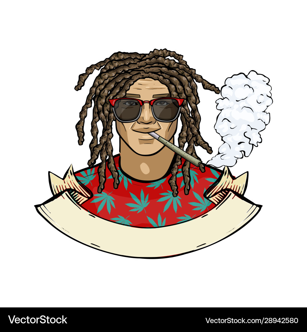Hand drawn color sketch rastaman Royalty Free Vector Image
