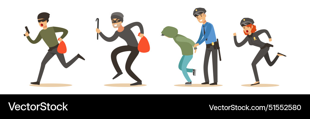 Man criminals and bandit character commit crime Vector Image