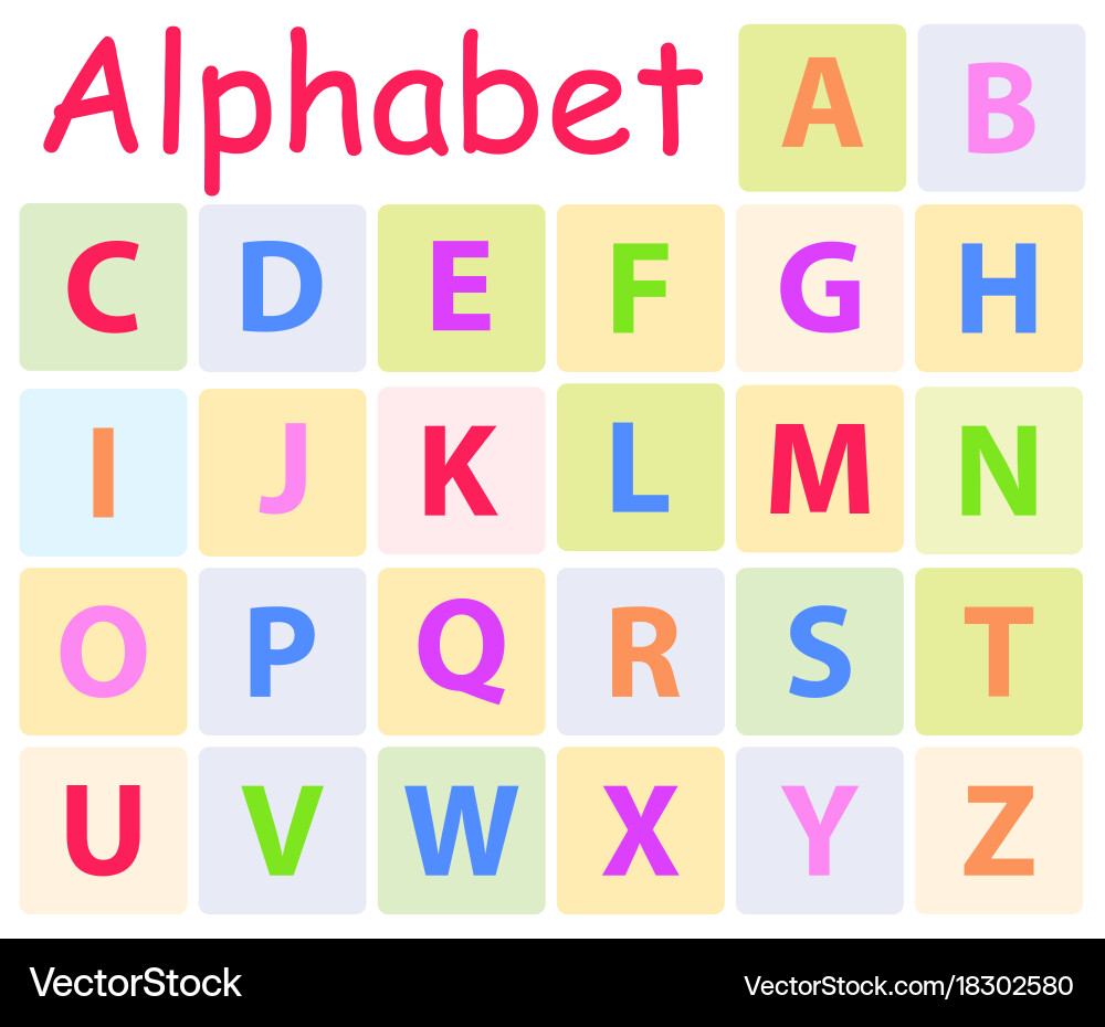 Multycolored alphabet with 26 capital letters icon