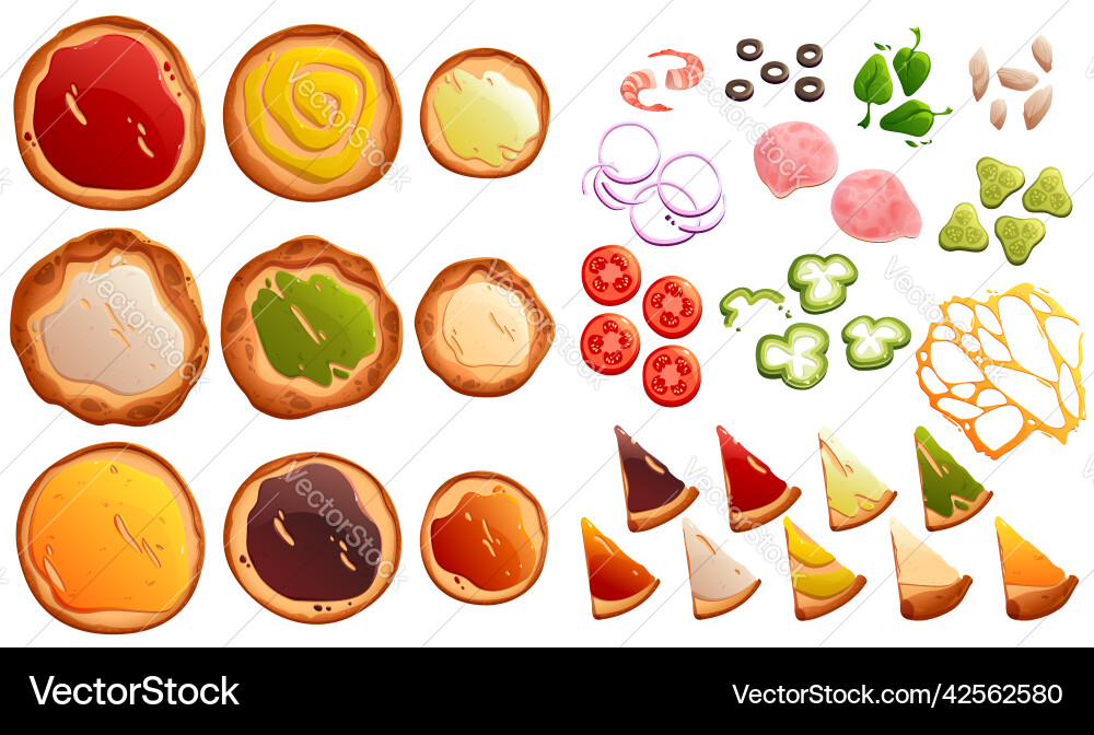 Pizza constructor with dough base sauces cheese Vector Image