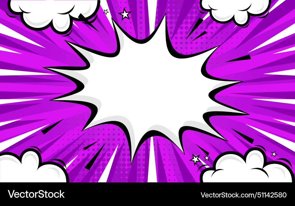 Purple comic cartoon background with stars Vector Image