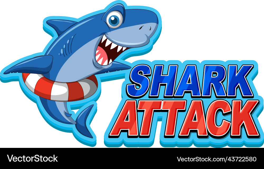 Shark attack icon with cartoon character Vector Image