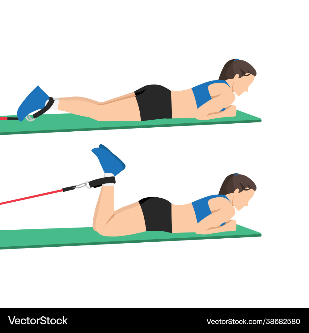 Woman Performing Prone Leg Curl Royalty Free Vector Image