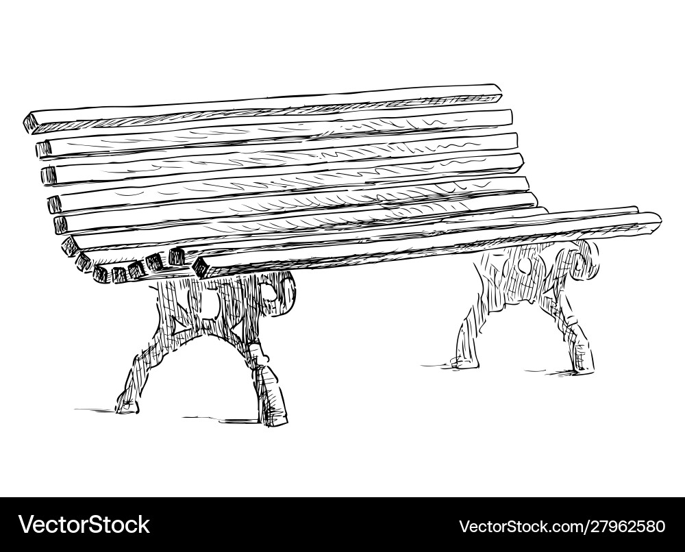 Wooden Bench Sketch Royalty Free Vector Image - VectorStock