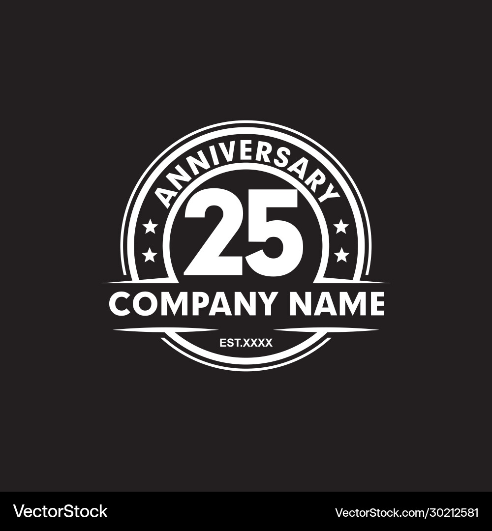 25th year anniversary emblem logo design template Vector Image