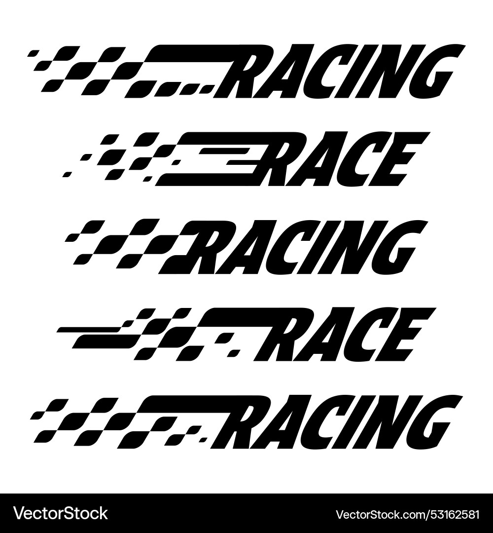 Abstract black race lines set Royalty Free Vector Image