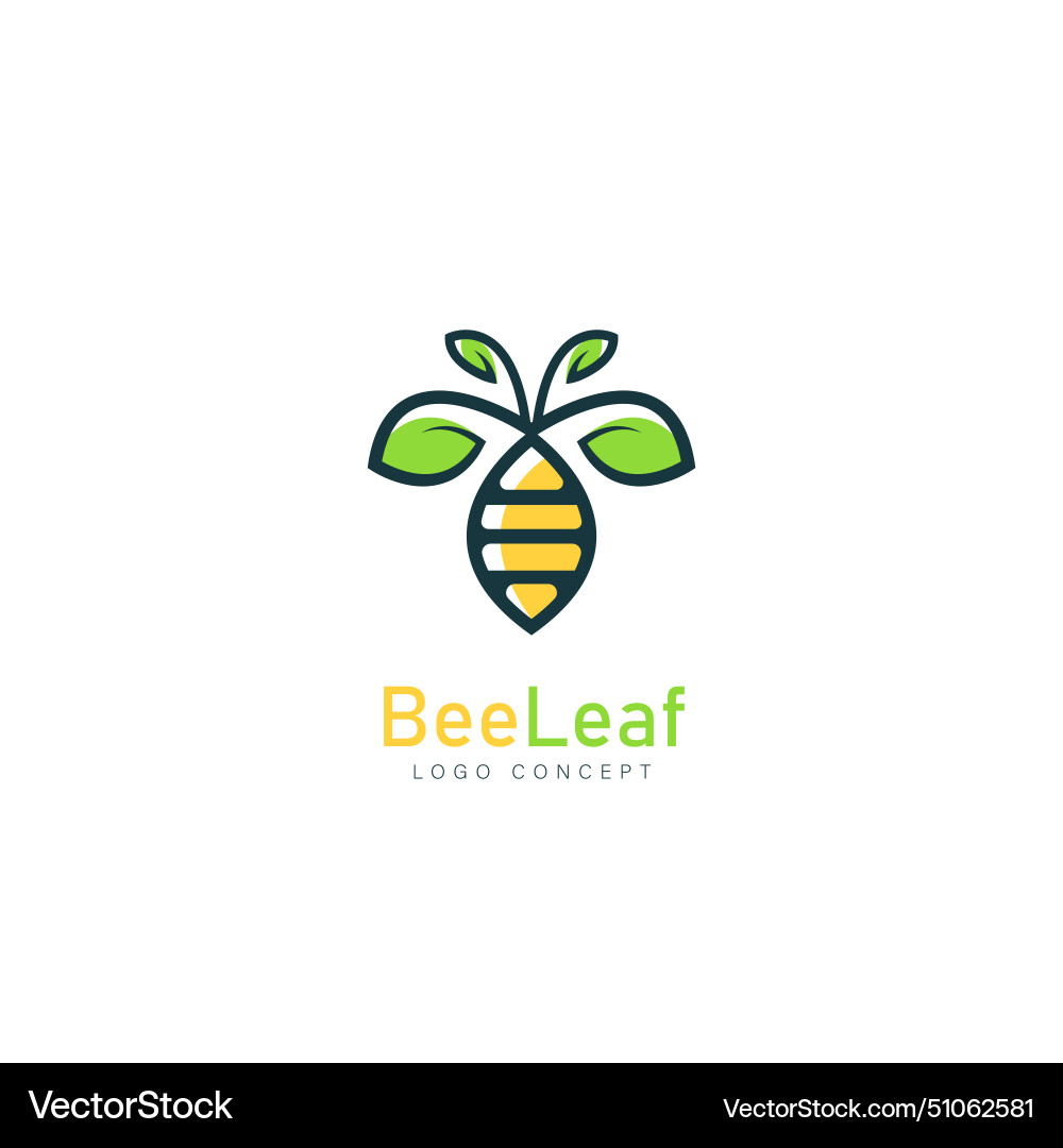 Bee leaf logo symbol design template flat style ve