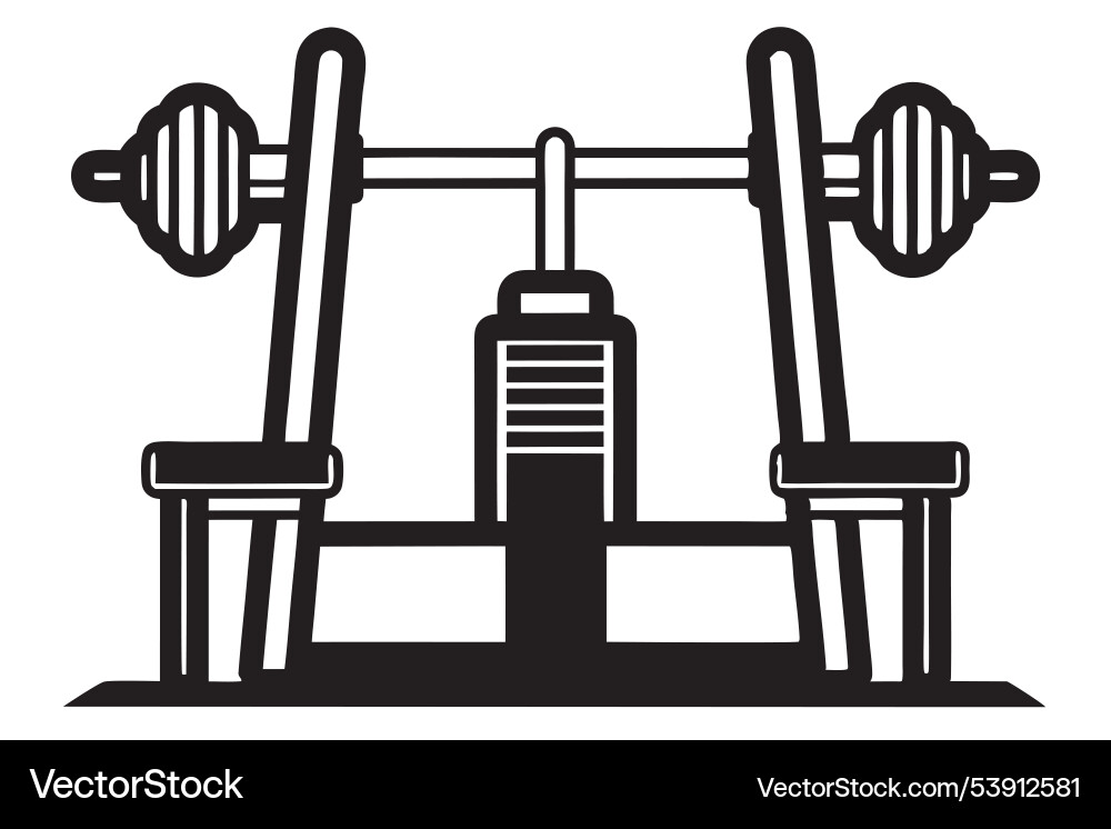 Chest press machine line art silhouette Royalty Free Vector
