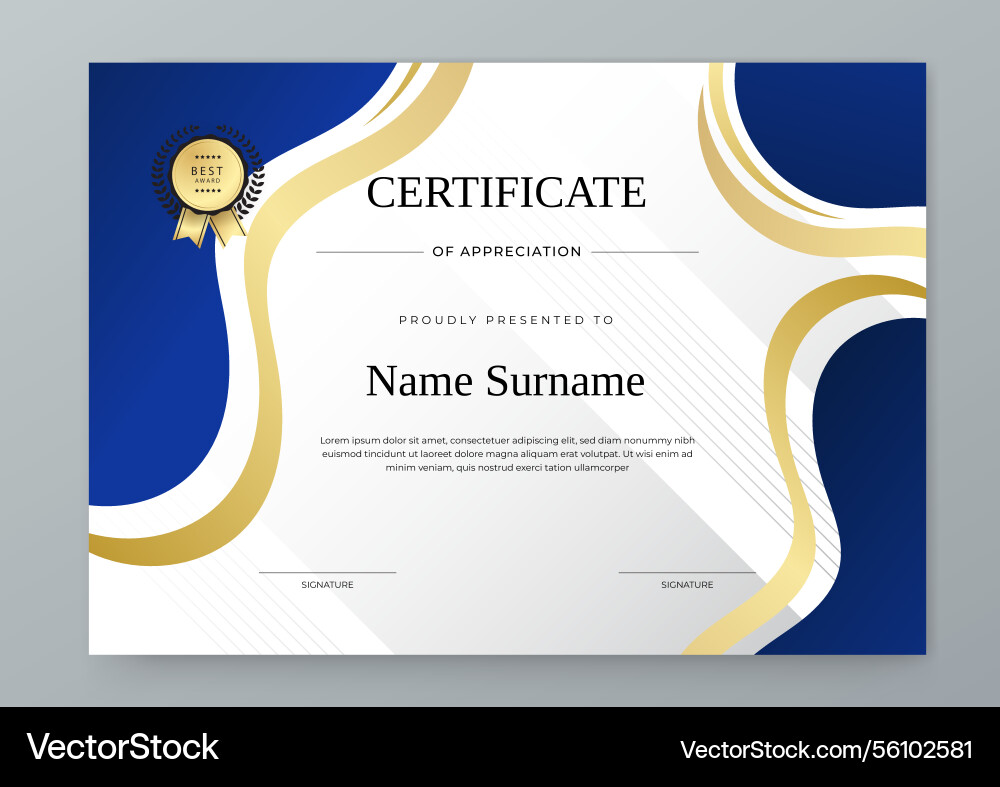 Colorful certificate design template with award Vector Image