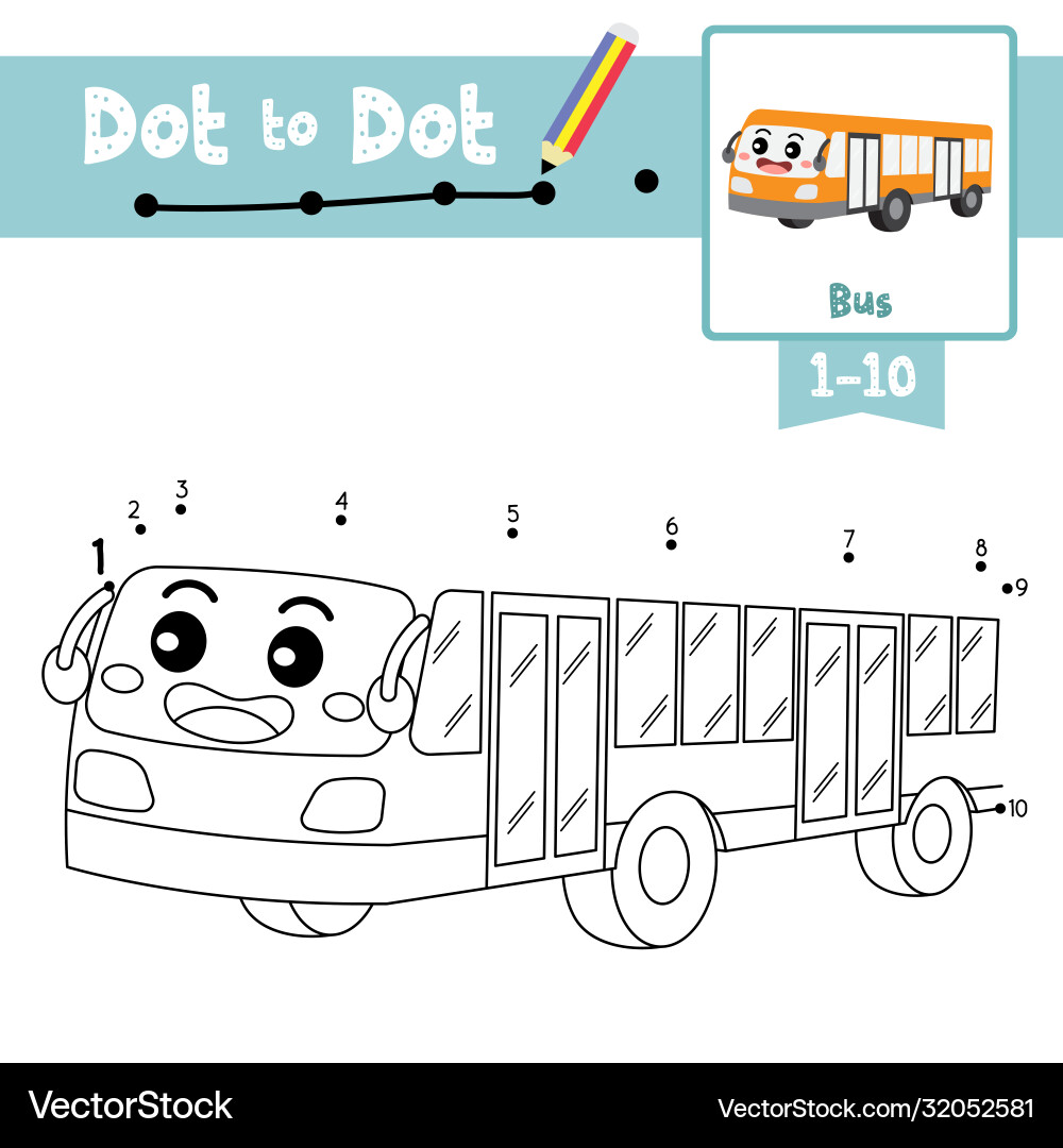 Dot to educational game and coloring book bus Vector Image