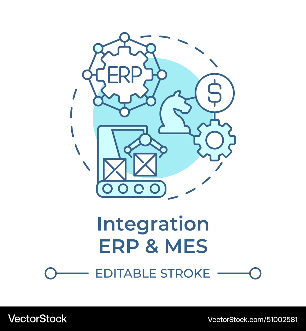 Integration erp and mes soft blue concept icon Vector Image