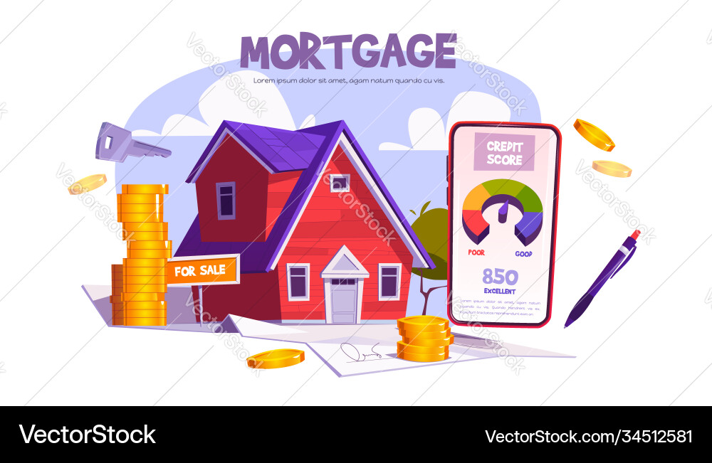 Mortgage loan for home purchase Royalty Free Vector Image