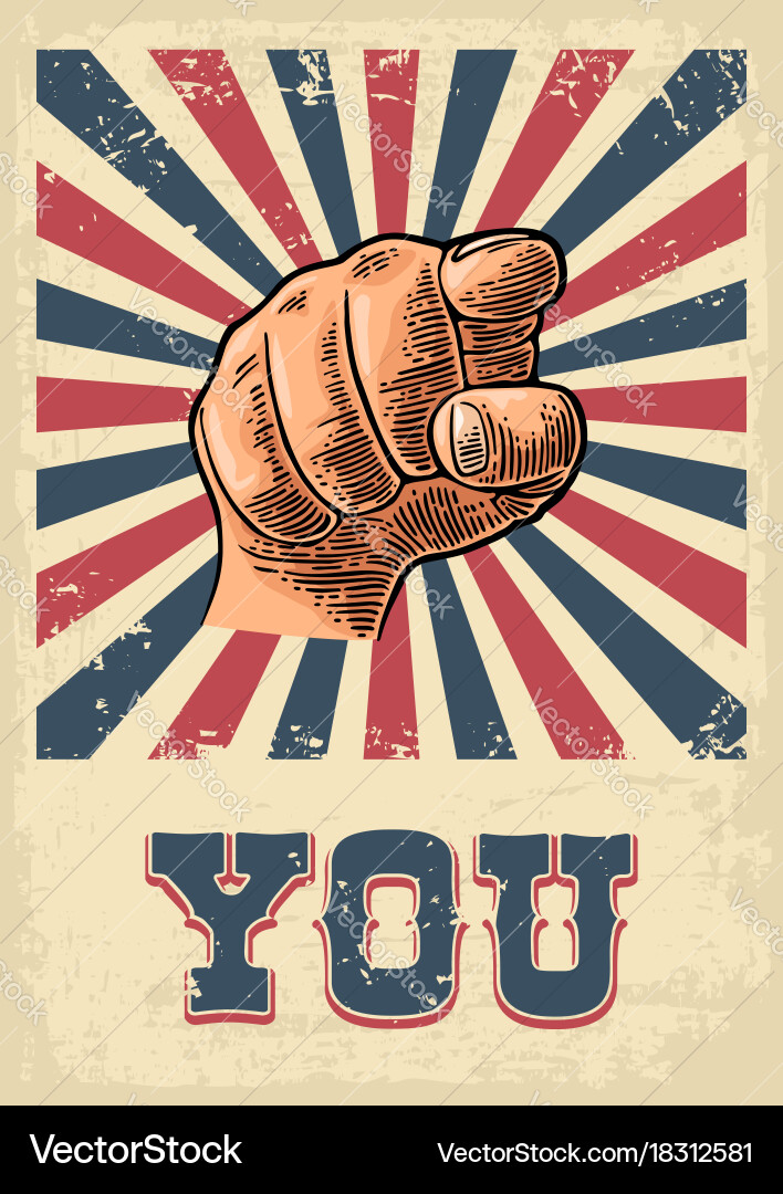 Motivational Pointing Hand Royalty Free Vector Image