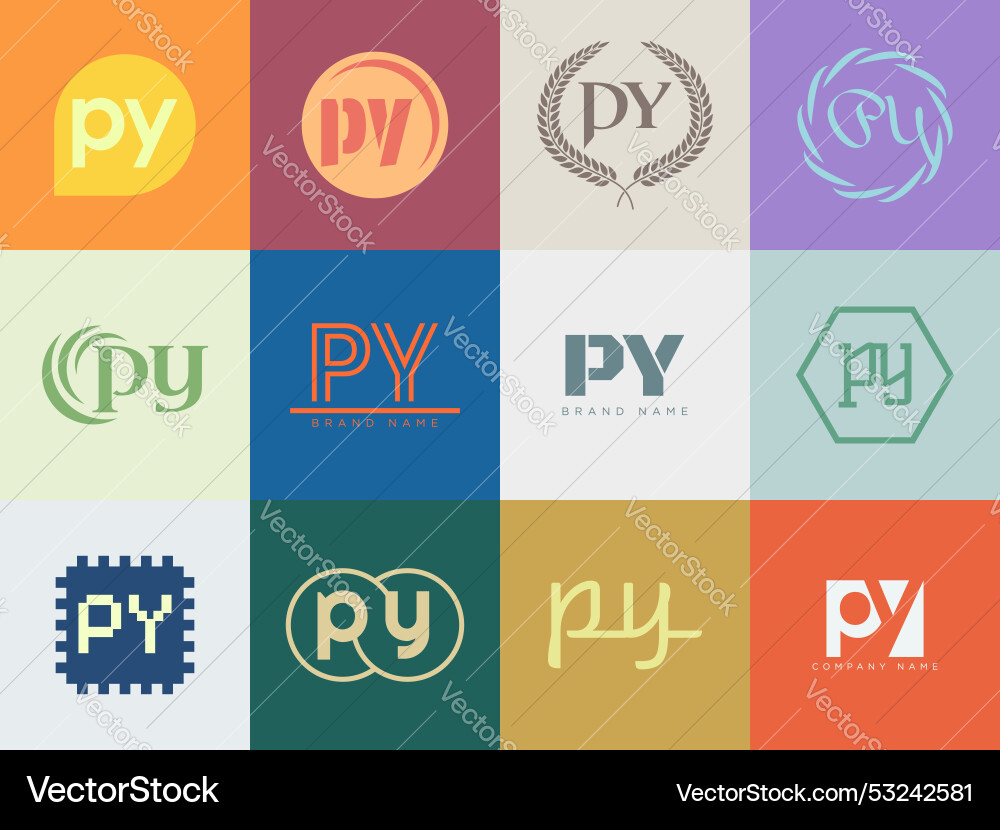 Py logo company template letter p and y logotype Vector Image