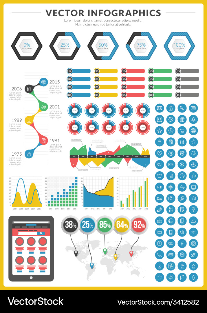 Big pack of data visualization infographics Vector Image