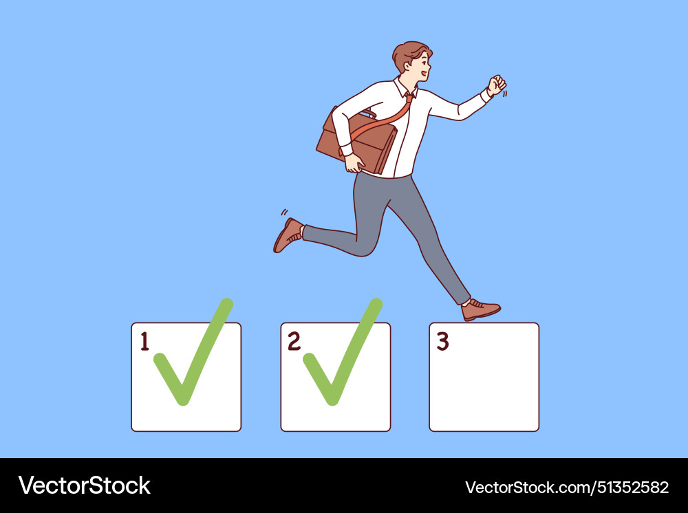 Business man is engaged in task management Vector Image