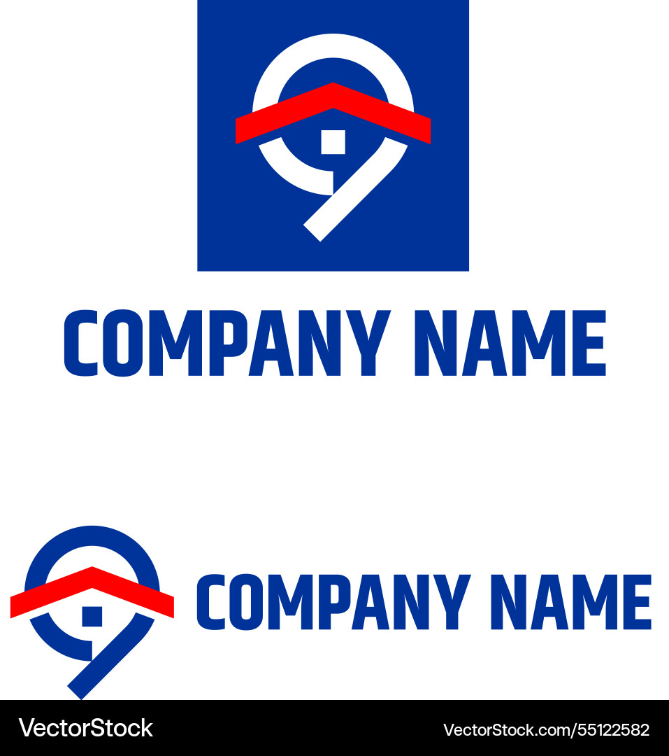 C9 logo with roof motif Royalty Free Vector Image