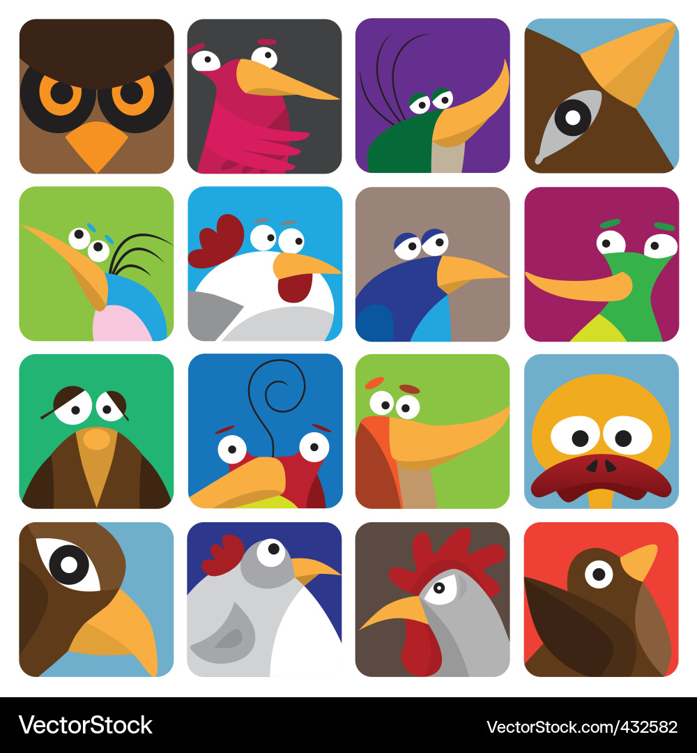 Colorful Bird Icons Royalty Free Vector Image - VectorStock