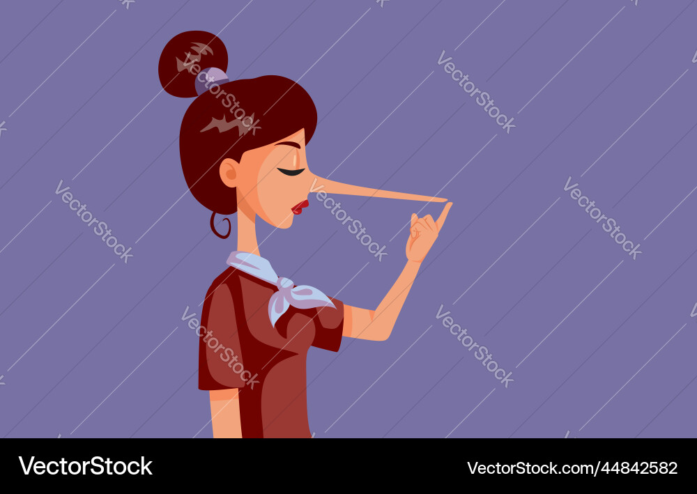 Dishonest Woman Lying - Shameful Expression Vector Image