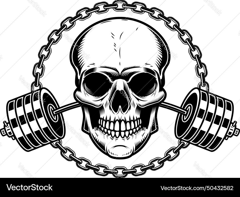 Fitness Skull with Barbells Royalty Free Vector Image