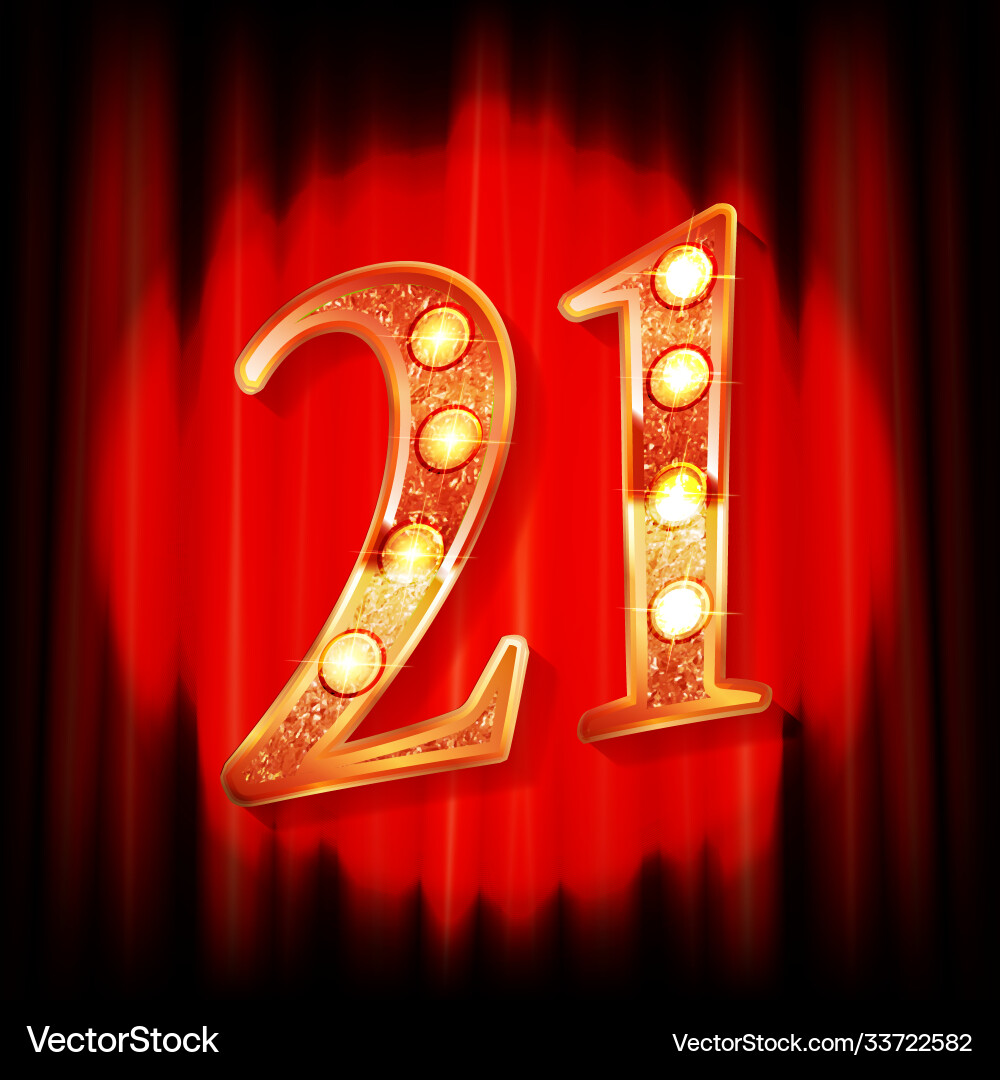 Gold numbers 21 greeting card Royalty Free Vector Image