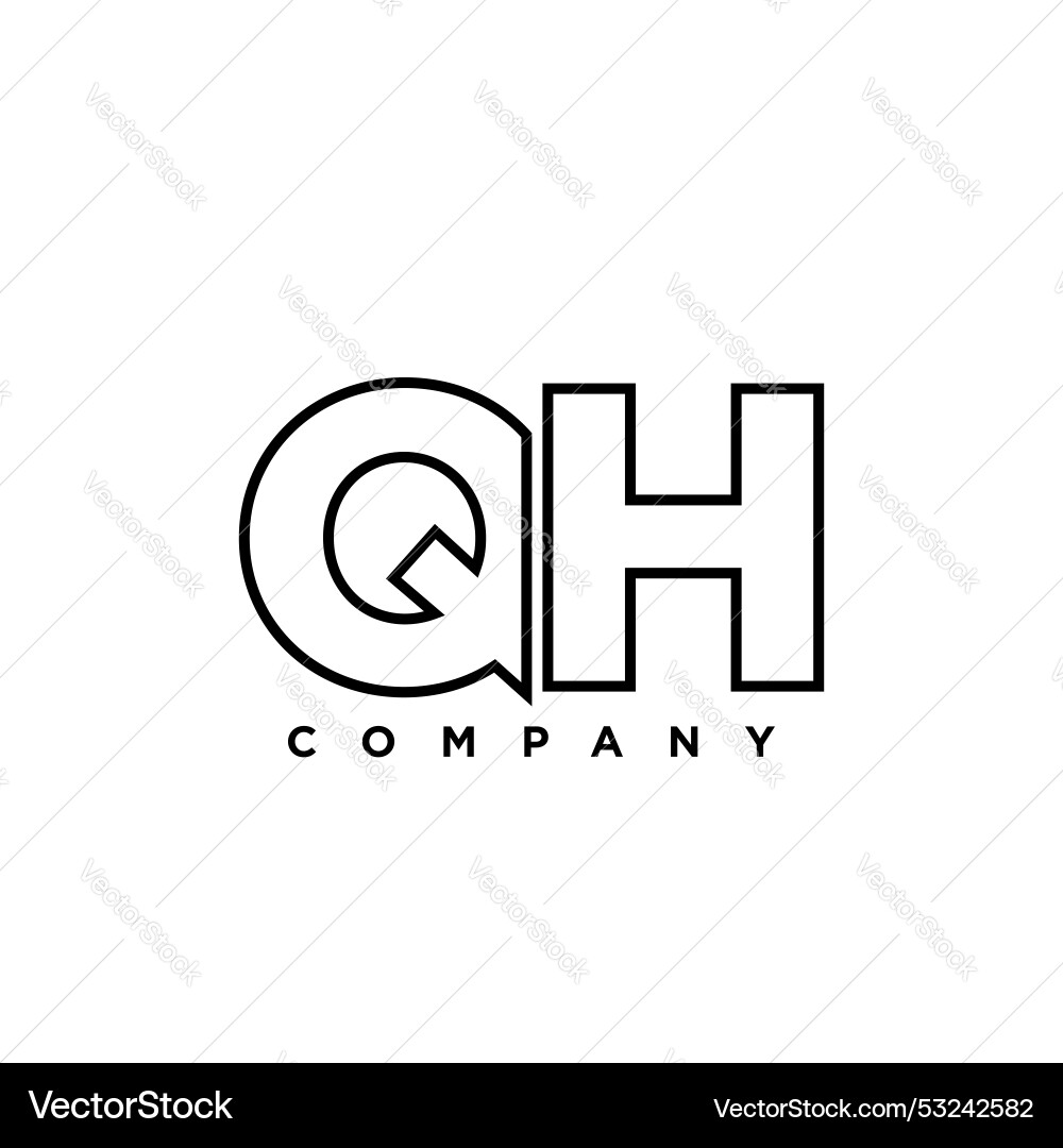 Letter q and h qh logo design template minimal Vector Image
