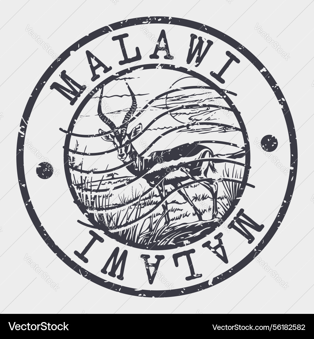 Malawi stamp postal silhouette seal Royalty Free Vector