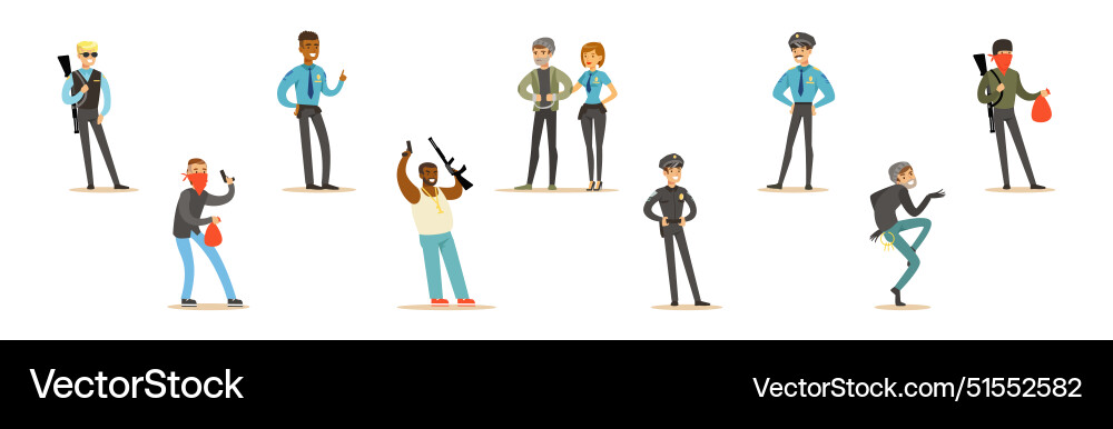 Man criminals and bandit character commit crime Vector Image