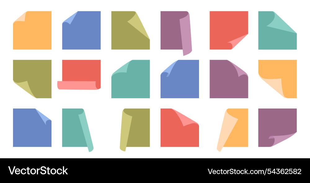 Paper corner curls on blank notes Royalty Free Vector Image