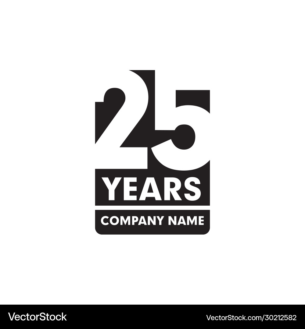 Year 25th anniversary emblem logo design Vector Image