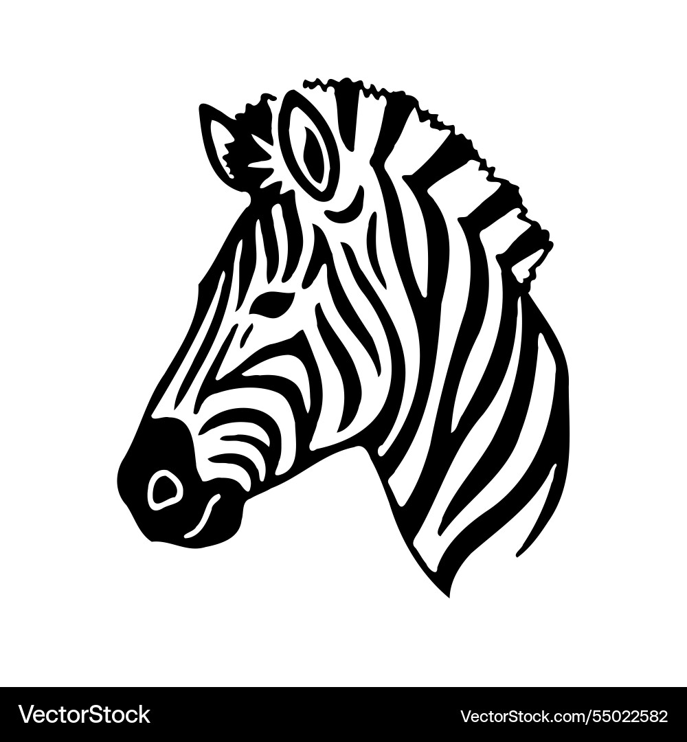 Zebra head profile african animal silhouette Vector Image