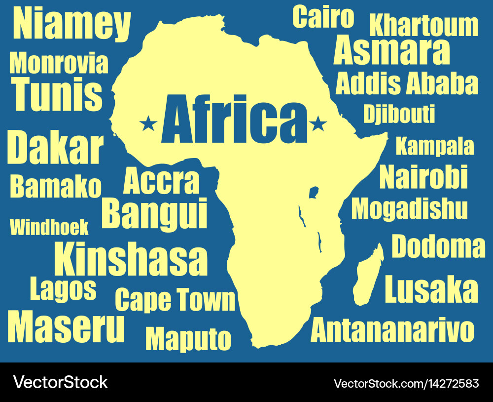Africa map yellow on white background Royalty Free Vector