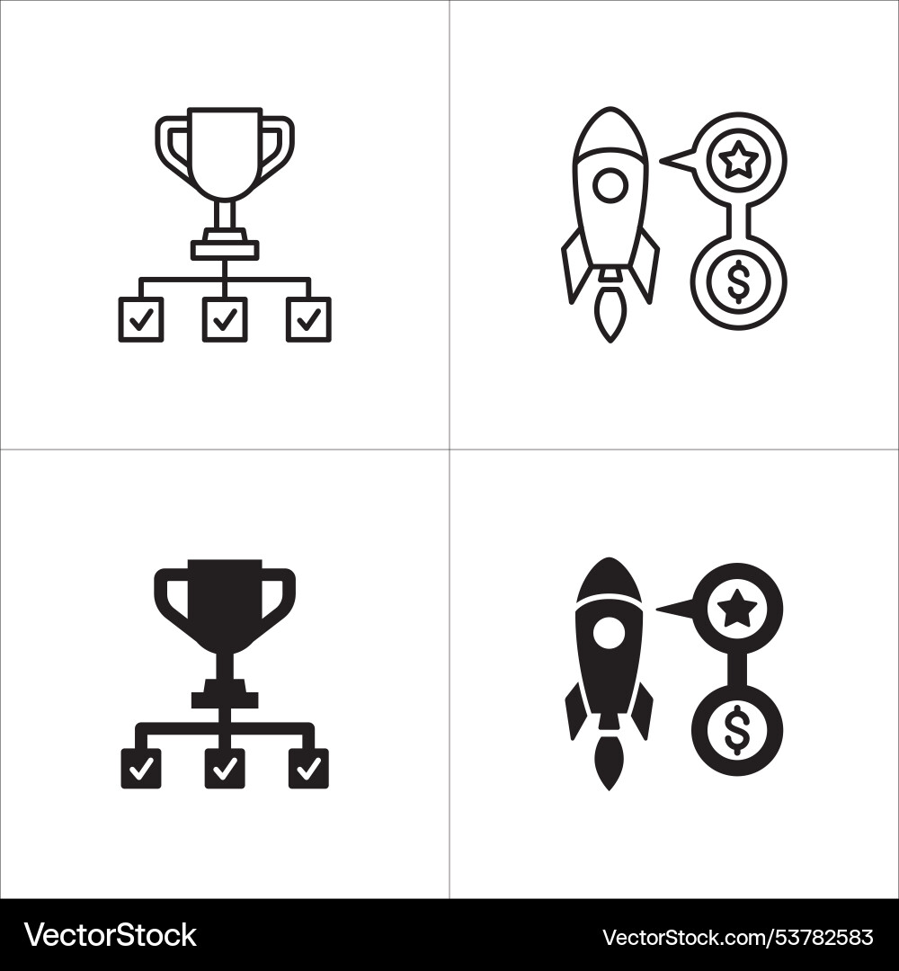 Business achievements icon set leadership Vector Image