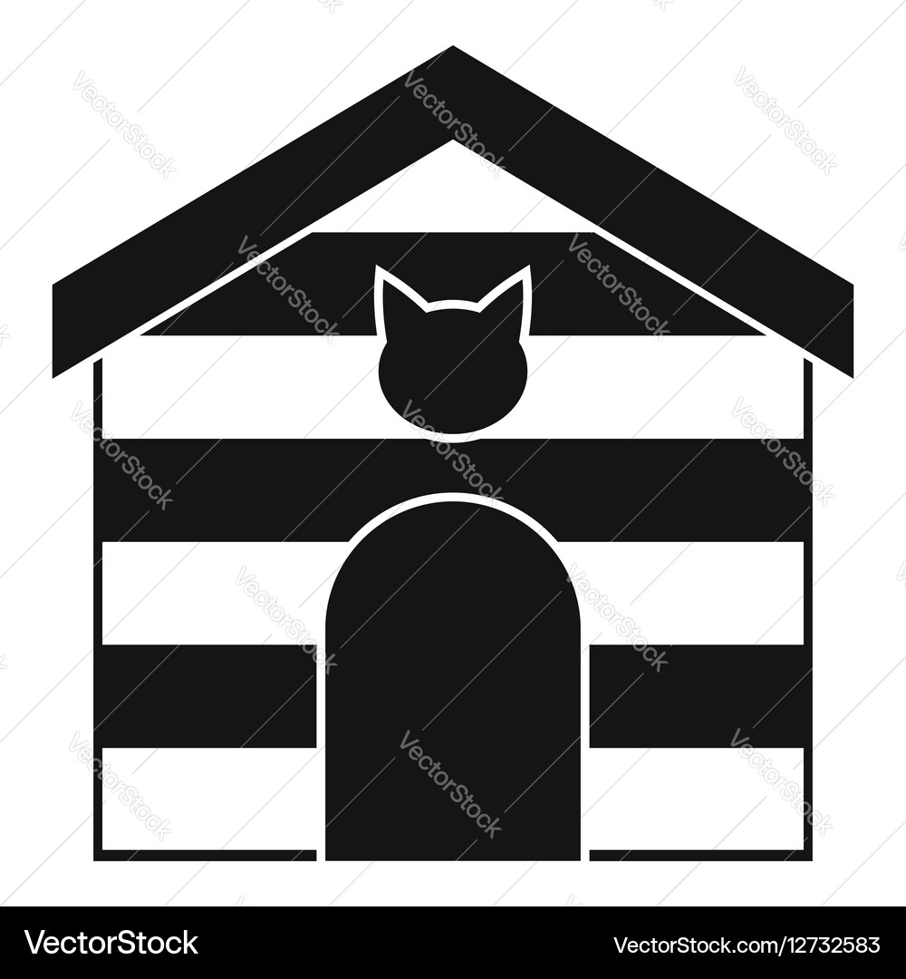 Cat house icon simple style Royalty Free Vector Image