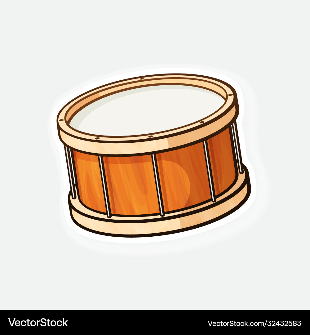 Classic Wooden Drum Sticker Royalty Free Vector Image